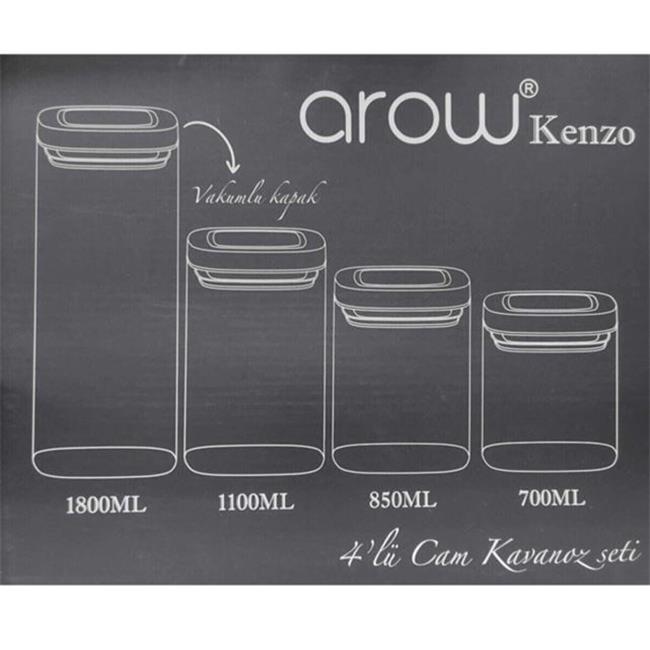 Çaka Pazarlama - Arow TR-2854 Kenzo Cam Kavanoz Seti 4lü Saklama Kabı